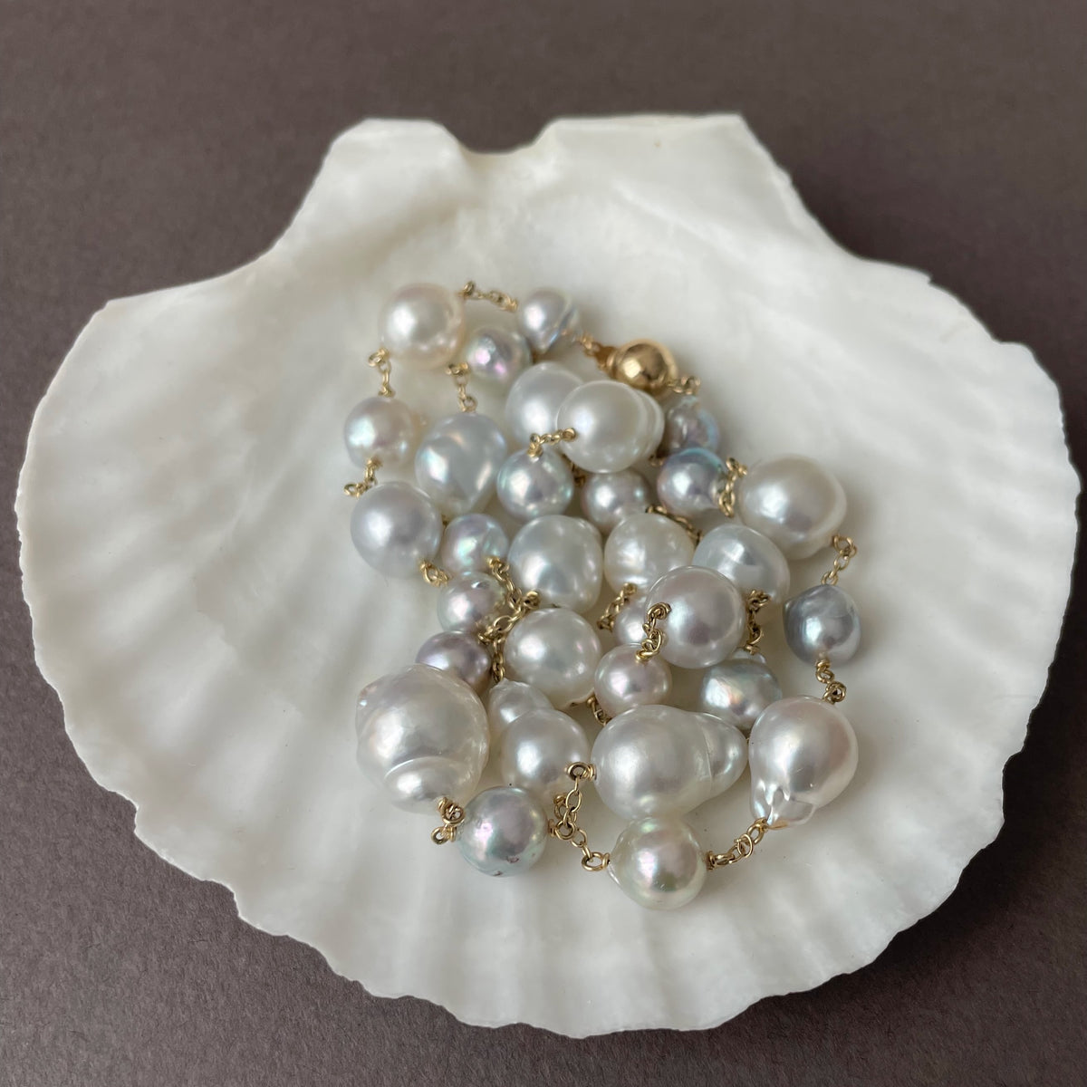 South SEa pearl play on solid 14K yellow gold wrap necklace– Kojima Pearl