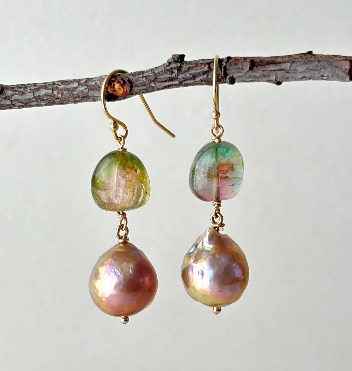 SWEET WATERMELON TOURMALINE KASUMI PEARL EARRINGS– Kojima Pearl