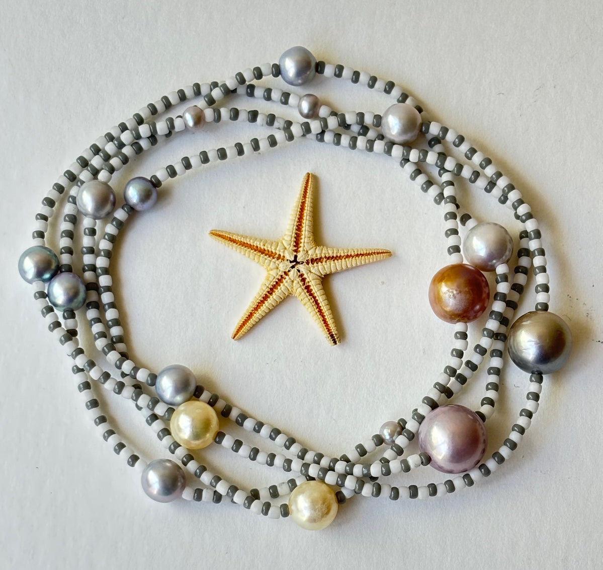 AKOYA, TAHITIAN AND CHINESE FRESHWATER PEARL SEED BEAD 32" NECKLACE ...